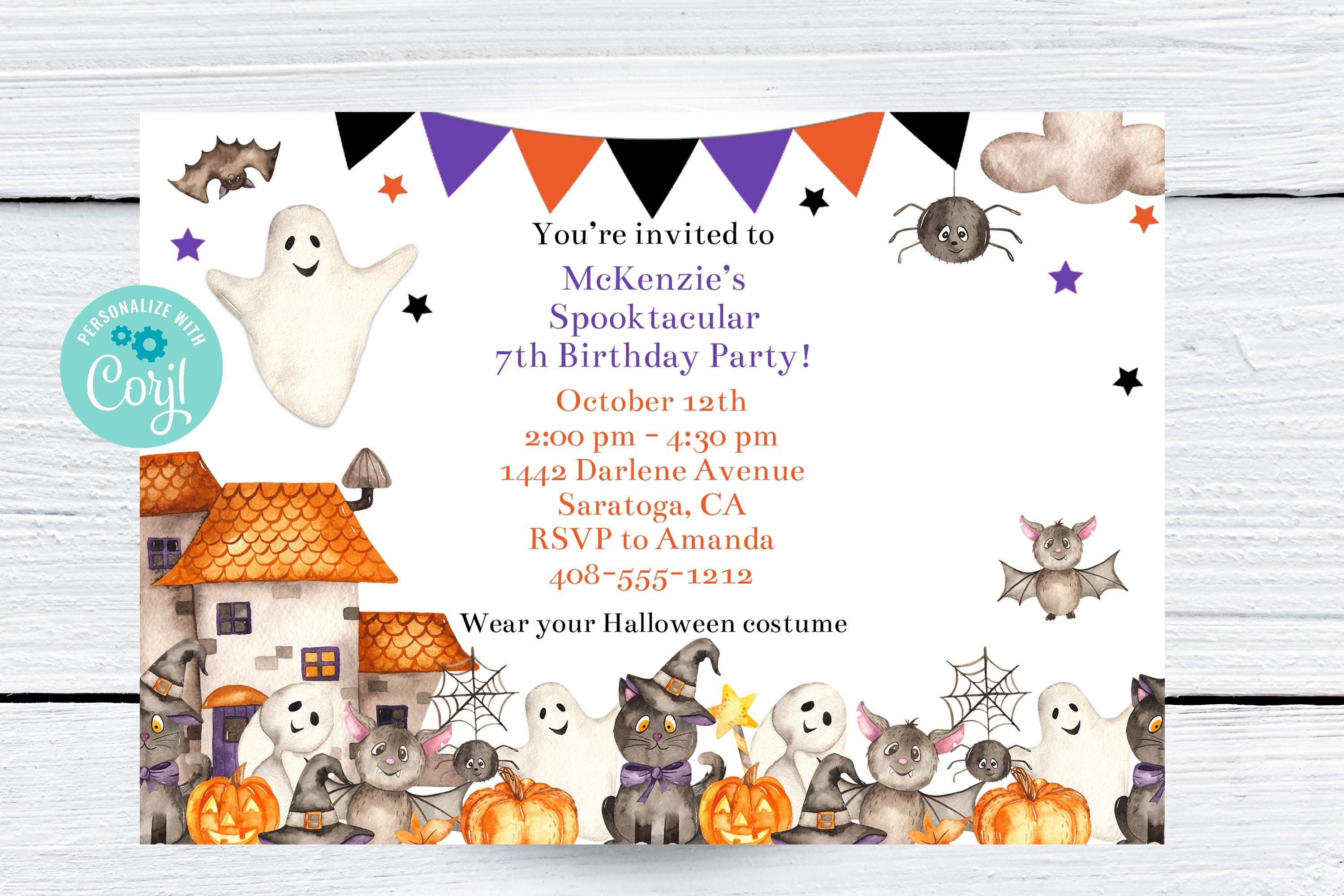 Editable Halloween Party Invitation Halloween Birthday Party | Etsy