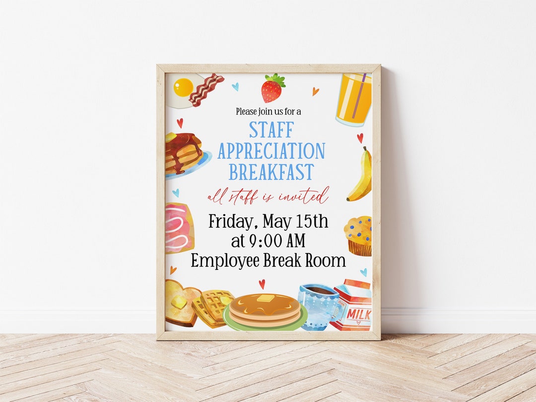 Editable Staff Appreciation Breakfast Flyer Template, Printable Teacher ...