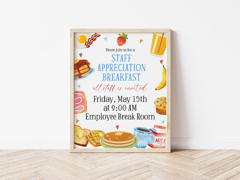 Editable Staff Appreciation Breakfast Flyer Template, Printable Teacher ...