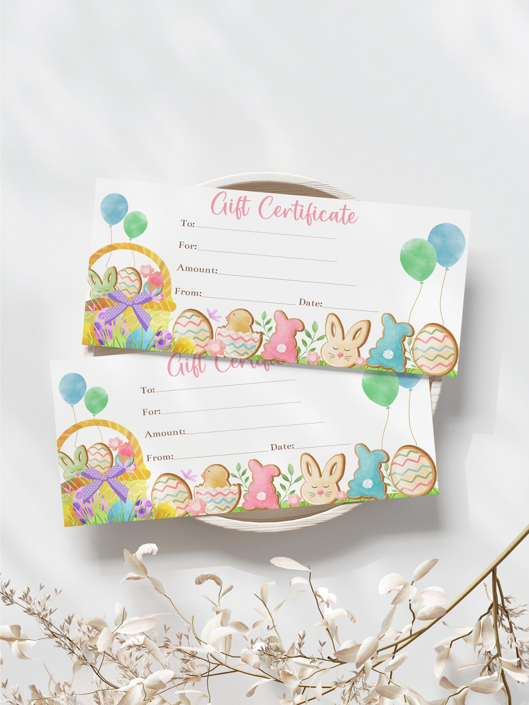 Editable Easter Basket Gift Certificate Template, Printable Easter ...