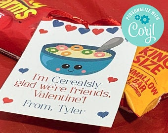 Editable Cereal Valentine Tag Printable Valentines I'm - Etsy