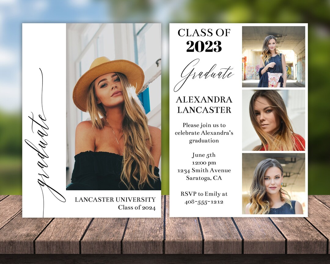 Editable Script Graduation Photo Announcement Template, Printable ...