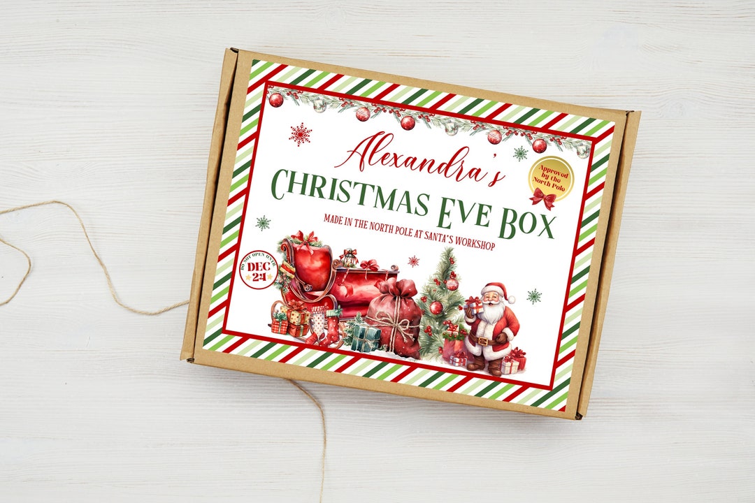 Editable Christmas Eve Box Label Template Printable North Pole Package ...