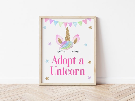 Adopt a Unicorn Sign Unicorn Party Unicorn Birthday Unicorn - Etsy UK
