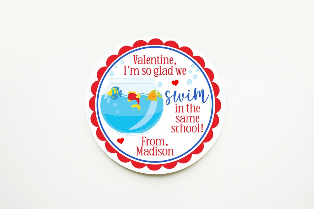 Shipped I'm so Glad We Swim in the Same School Valentine, Kids Fish ...