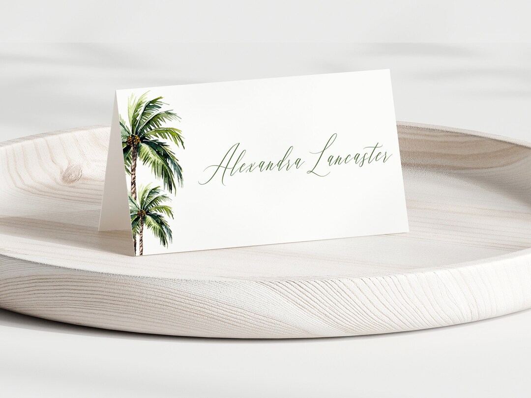 Editable Palm Tree Wedding Food Card Template, Printable Destination ...