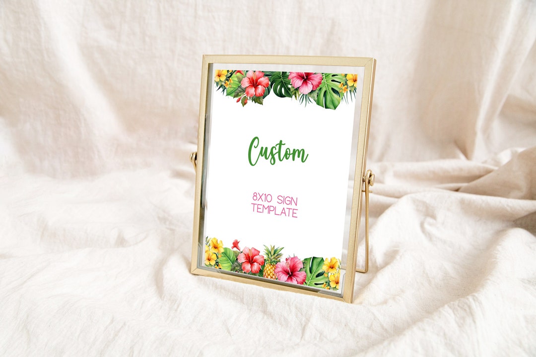 Editable Luau Birthday Custom Sign Template, Printable Tropical ...