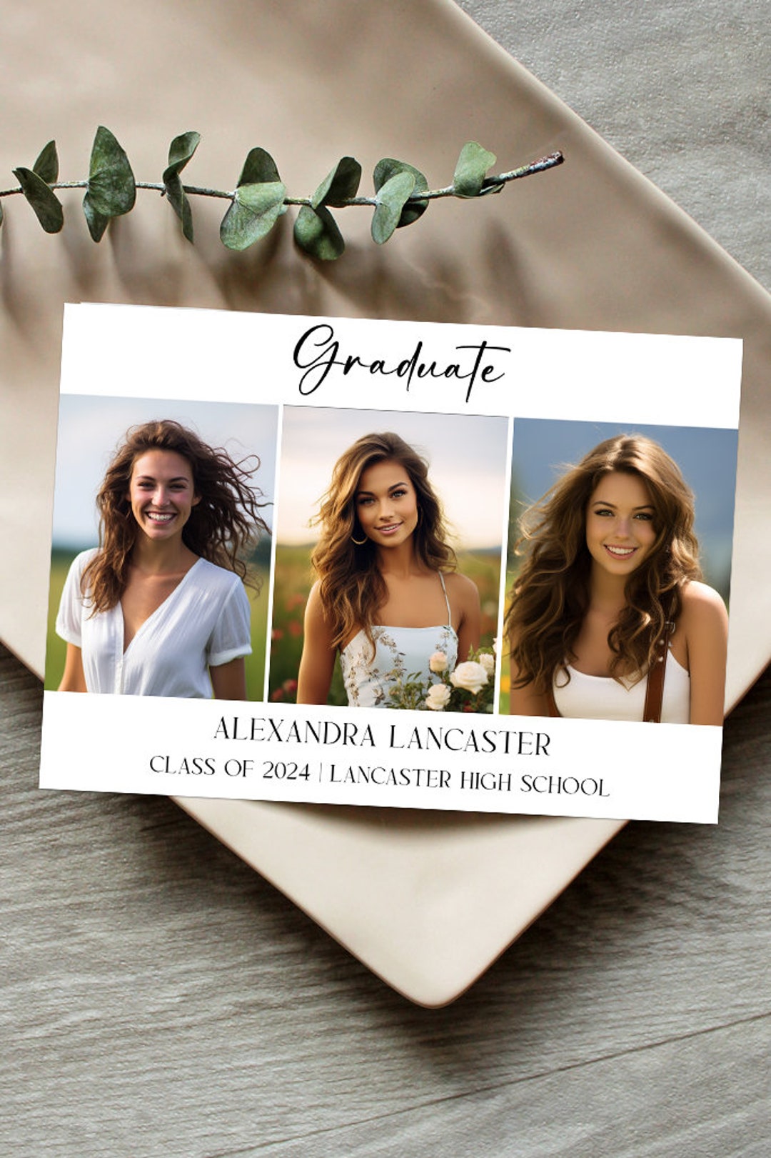 Editable Graduation Photo Collage Announcement Template, Printable ...