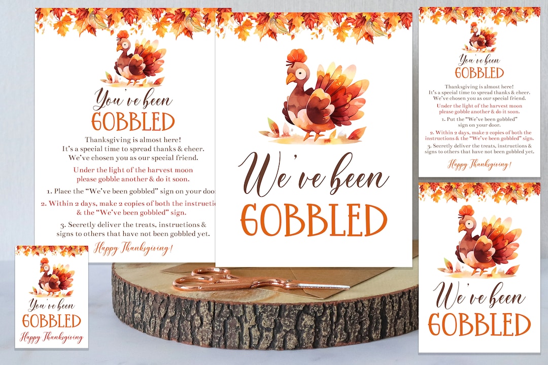 Printable You've Been Gobbled Thanksgiving Neighborhood Game, Fall ...
