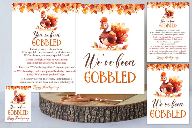 Printable You've Been Gobbled Thanksgiving Neighborhood Game, Fall ...