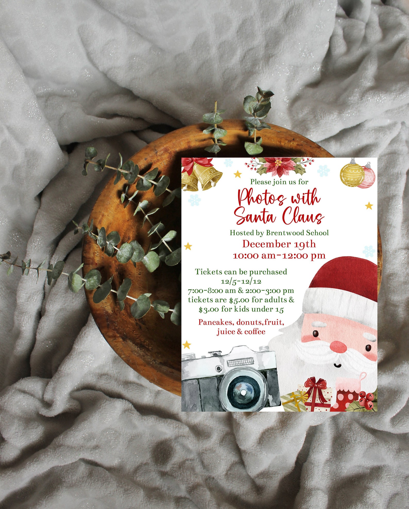 Editable Photos With Santa Claus 8.5x11 & 16x20 Flyer, Printable ...
