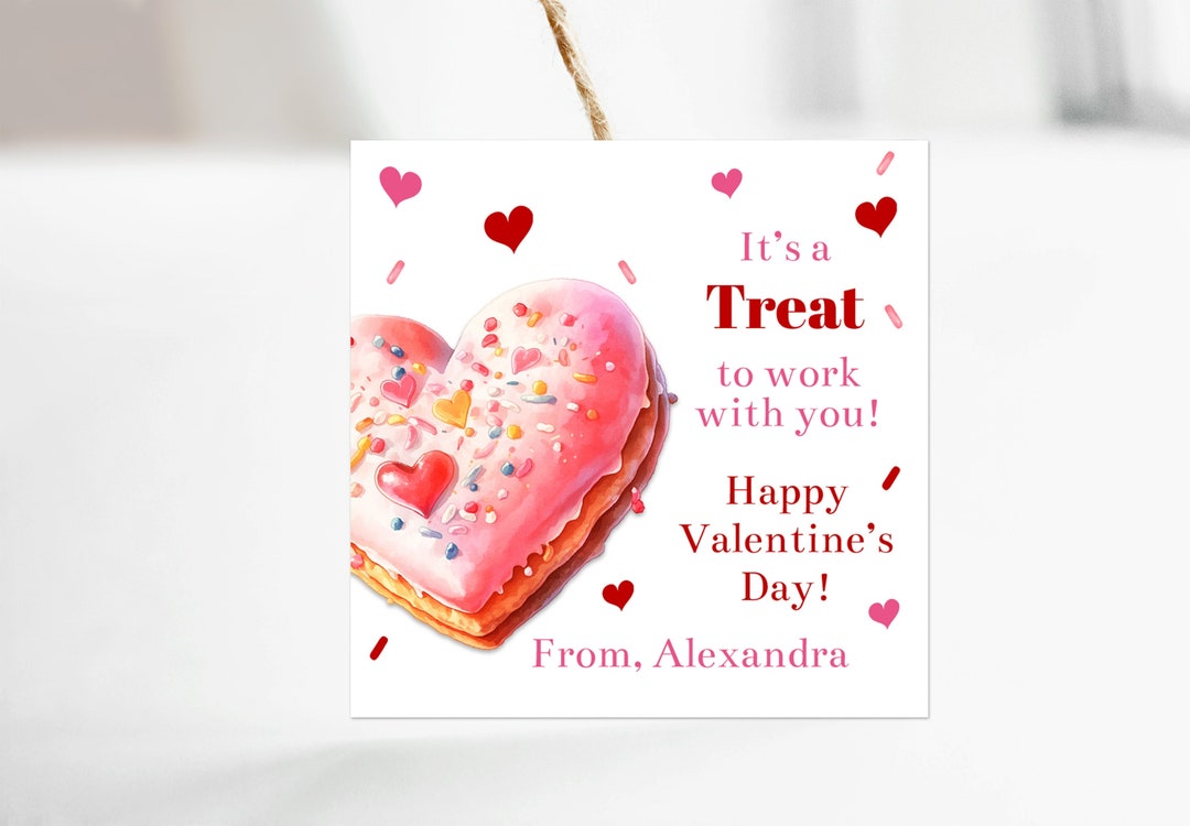Editable Valentine It's a Treat to Work With You Gift Tag, Printable ...