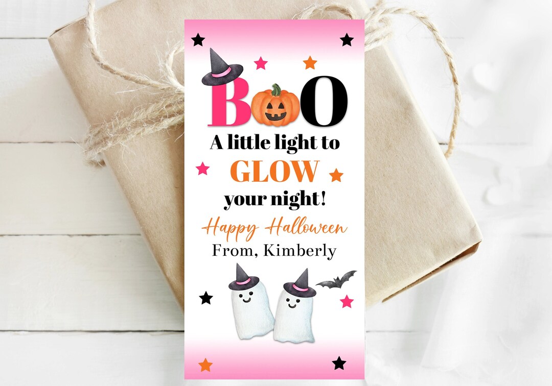 Editable Pink Halloween A Little Light to Glow Your Night Ghost ...