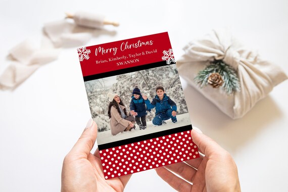 Editable Christmas Cards Template With Photo Family Christmas - Etsy