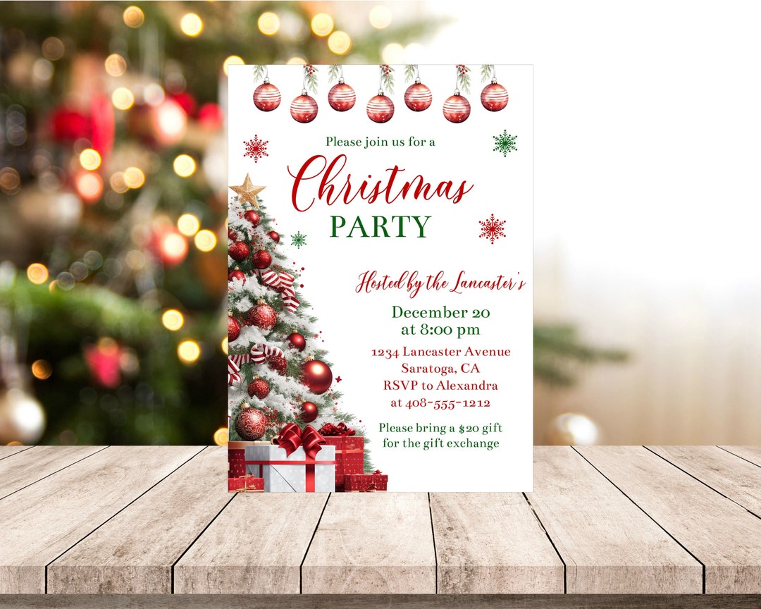 Editable Company Christmas Party Invitation Template, Printable ...