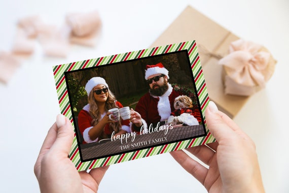 Editable Christmas Cards Template With Photo Family Christmas - Etsy