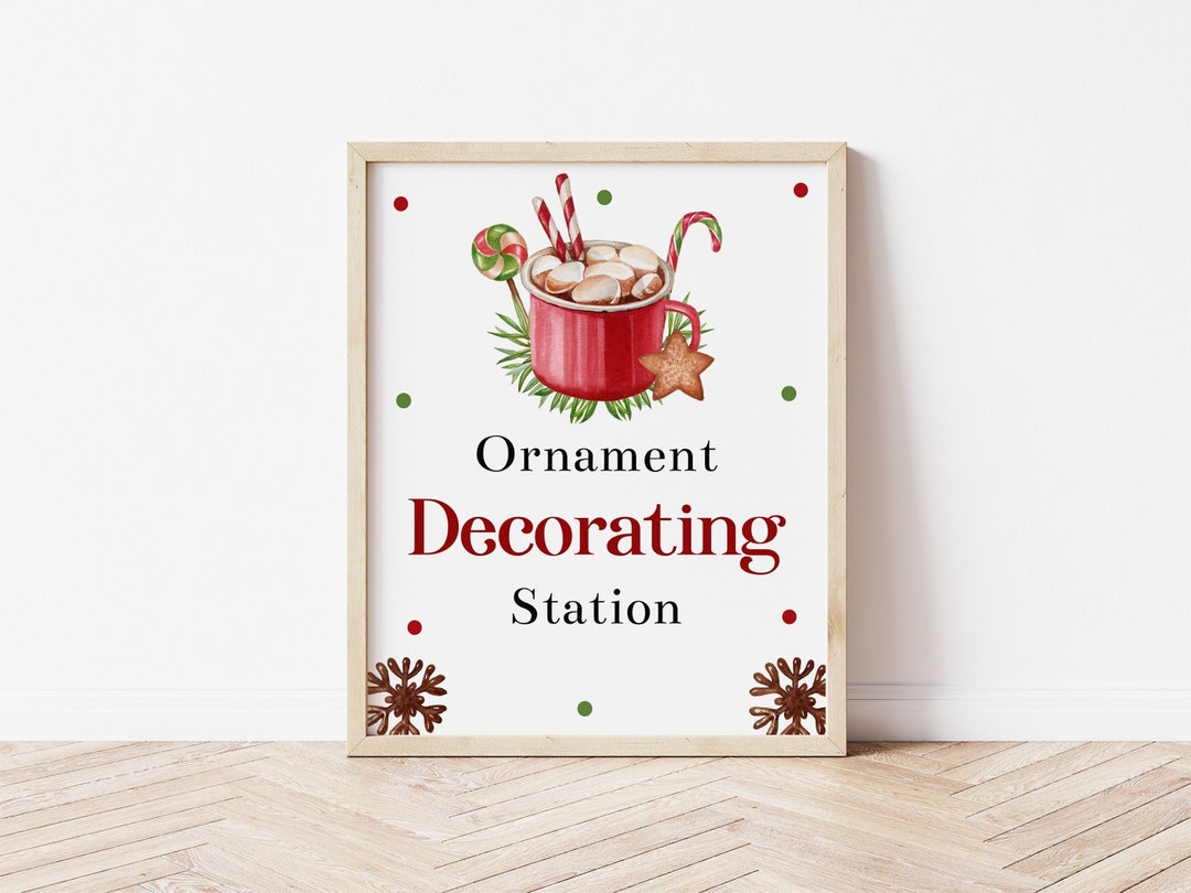 Ornament Decorating Station Sign, Christmas Party Decorations ...