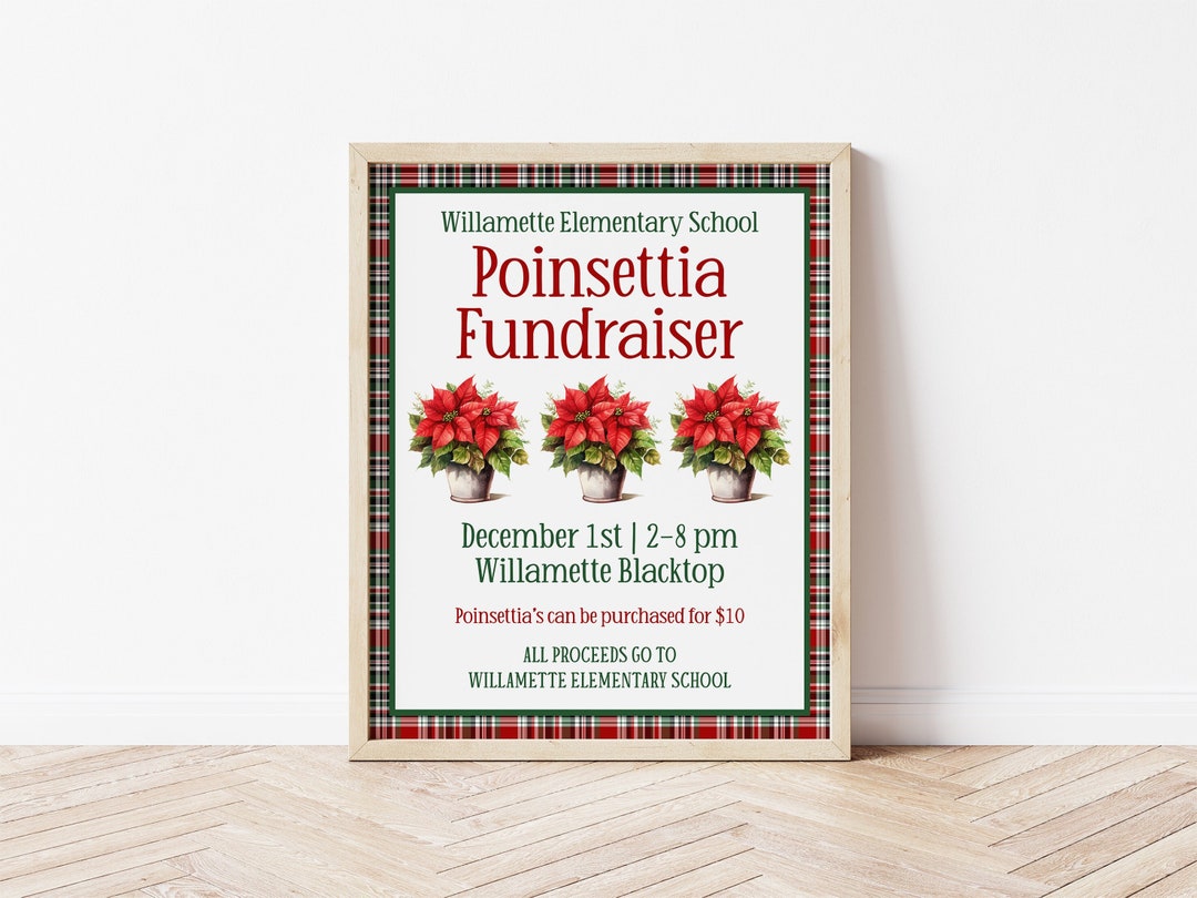 Editable Poinsettia Fundraiser Flyer Template, Printable Holiday Plant ...