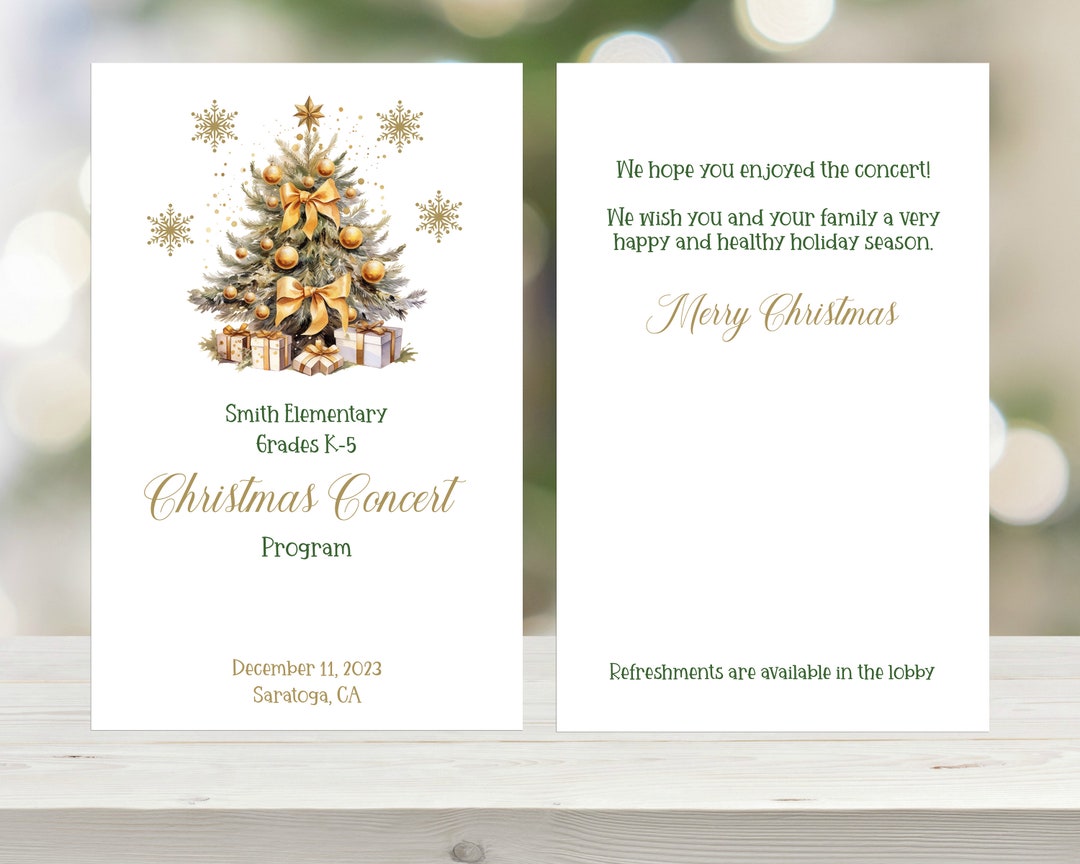 Editable Gold Christmas Concert Program Template, Christmas Carroling ...