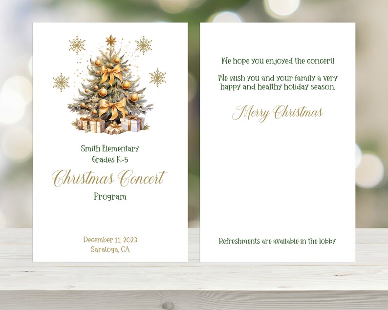 Editable Gold Christmas Concert Program Template, Christmas Carroling ...