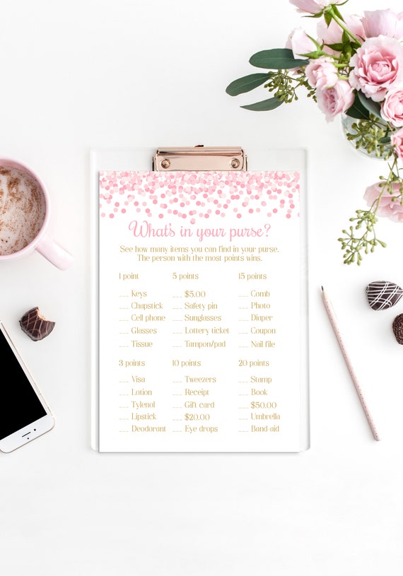 What's in Your Purse Baby Shower Game Printable Games | Etsy