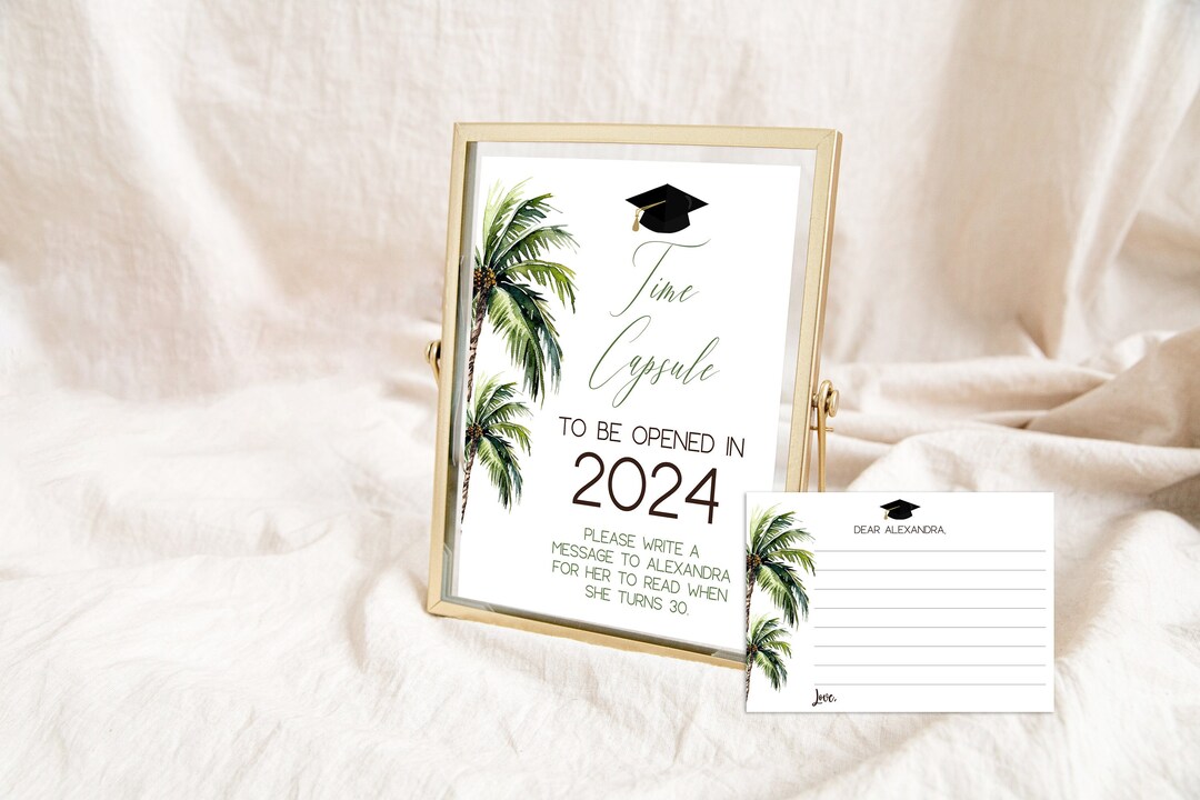 Editable Palm Tree Graduation Time Capsule Template, Printable Tropical ...