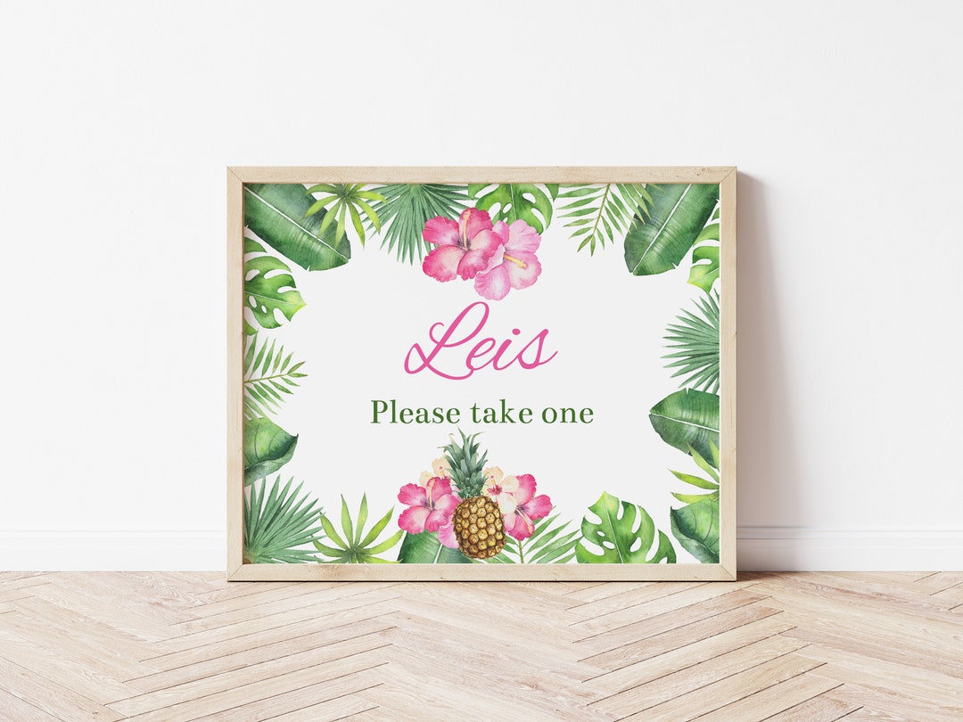 Lei Sign, Lei Favors Sign, Luau Party, Luau Birthday, Luau Decorations ...
