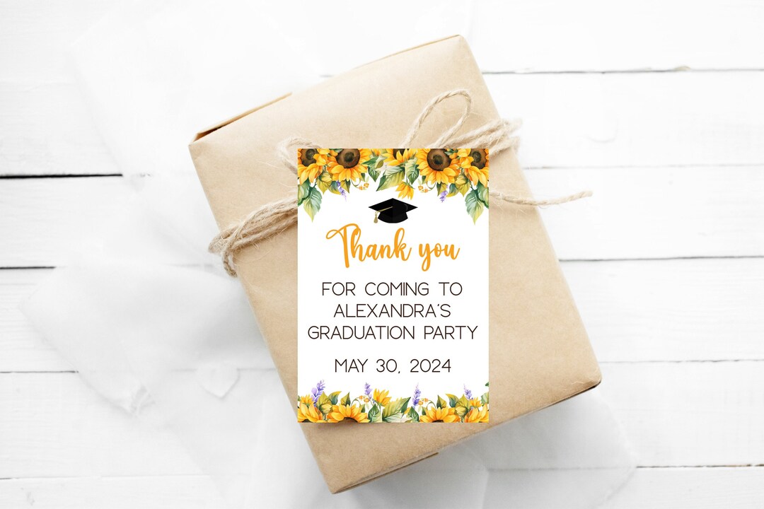 Editable Sunflower Graduation Gift Tag Template, Printable Rustic Class ...