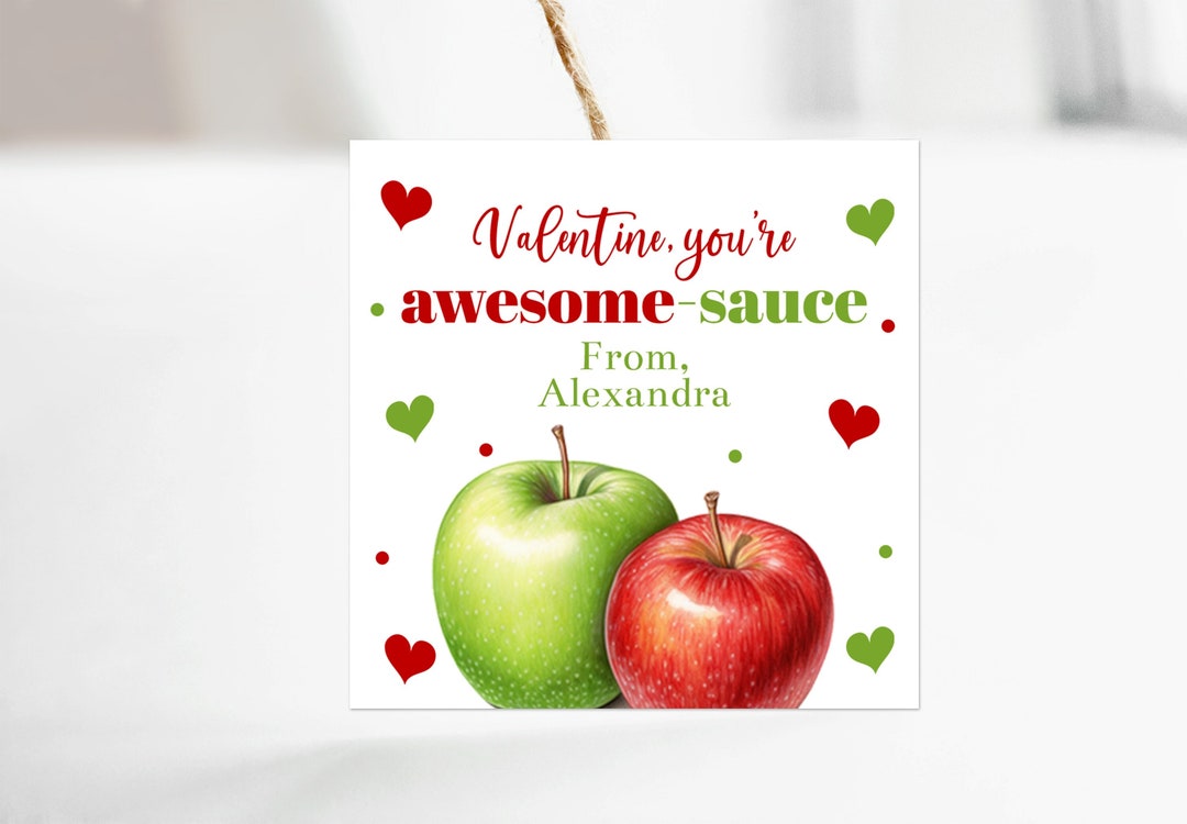 Editable Awesomesauce Valentine Gift Tag Template, Printable Applesauce ...