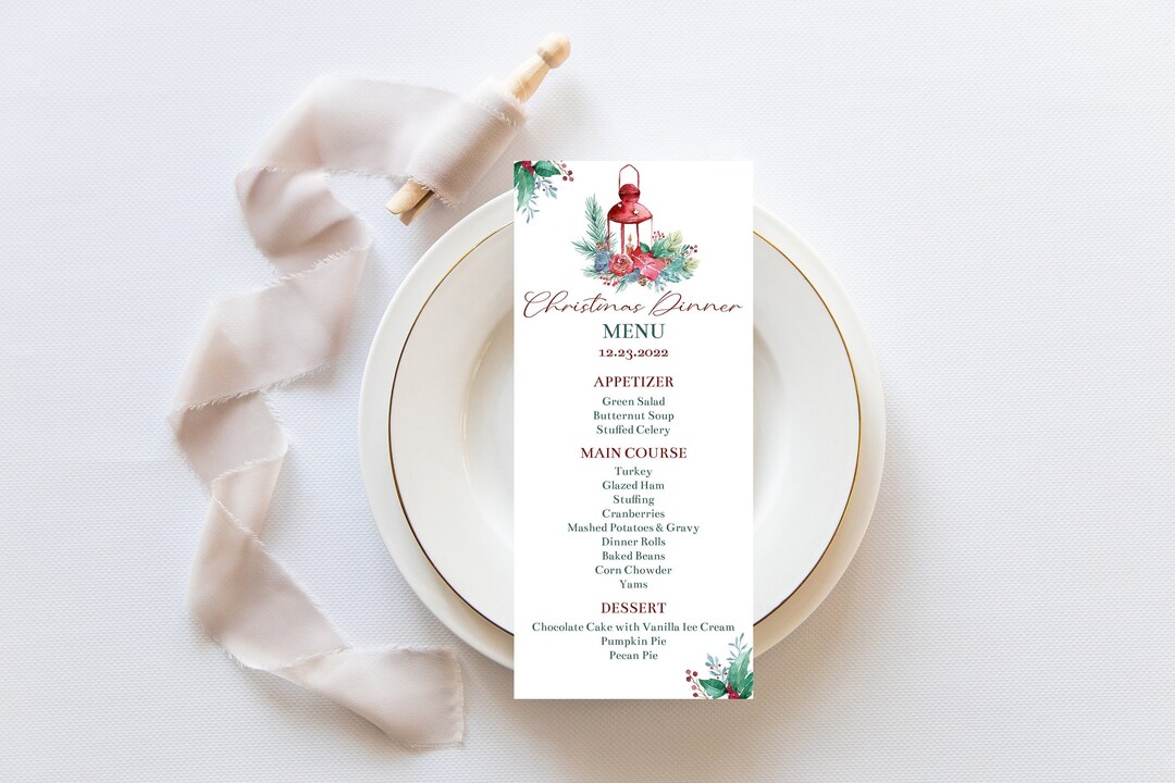 Editable Christmas Dinner Menu Winter Party Dinner Menu Printable ...