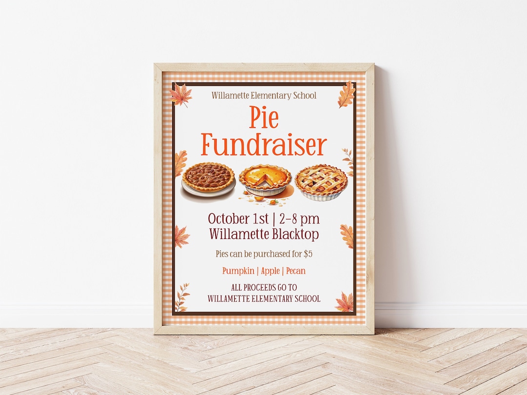 Editable Pie School Fundraiser Flyer Template, Printable Fall Harvest ...