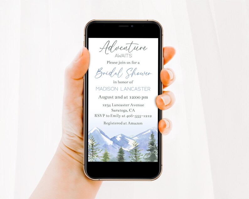 Editable Mountain Adventure Awaits Bridal Shower Digital - Etsy