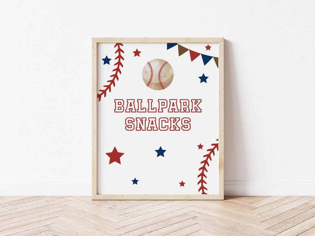Printable Baseball Ballpark Snacks Table Sign, Retro Baseball Party ...