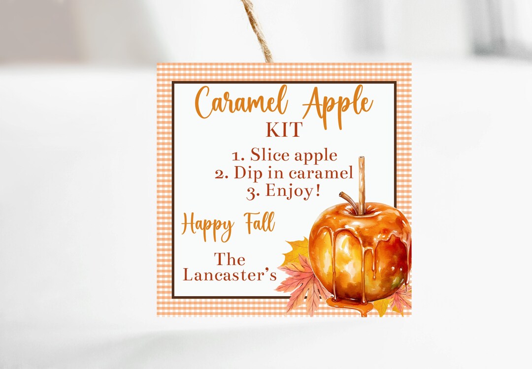 Editable Fall Caramel Apple Kit Tag Template, Printable Candy Apple Tag ...