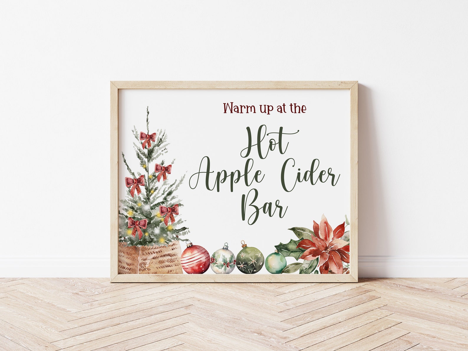 Christmas Tree Hot Apple Cider Bar Sign, Printable Christmas Party ...