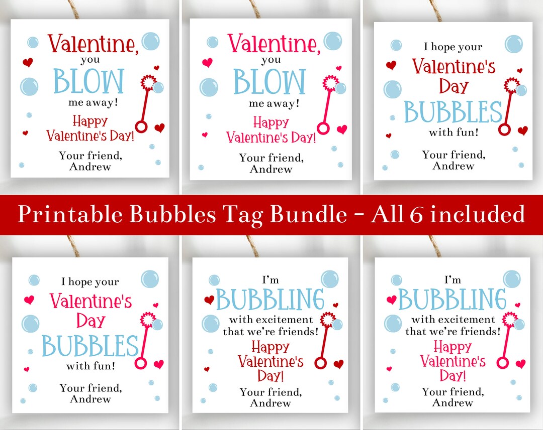Editable Bubbles Valentines Cards Bundle Set Templates, You BLOW Me ...