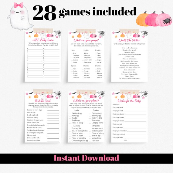 Printable Baby Shower Games Bundle A Little Boo is Almost Due - Etsy