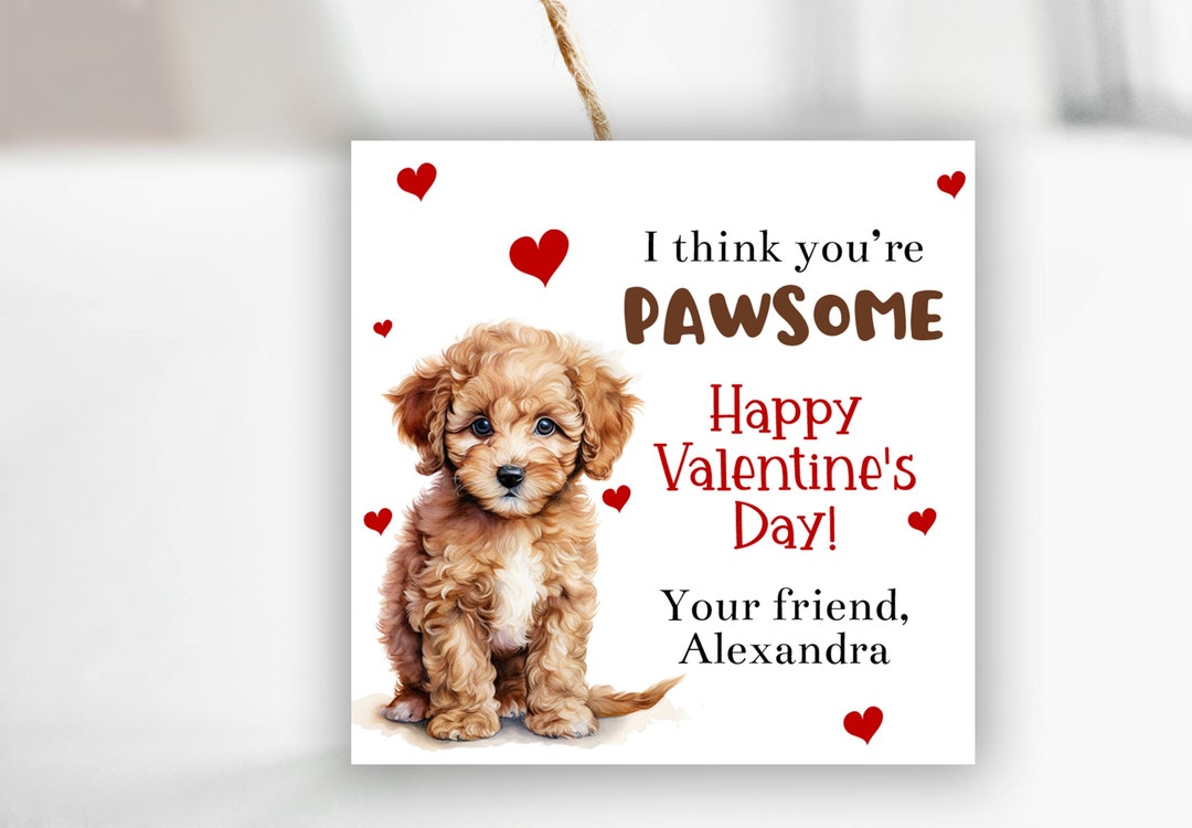 Editable Dog Valentines Tag Template Printable Pawsome - Etsy