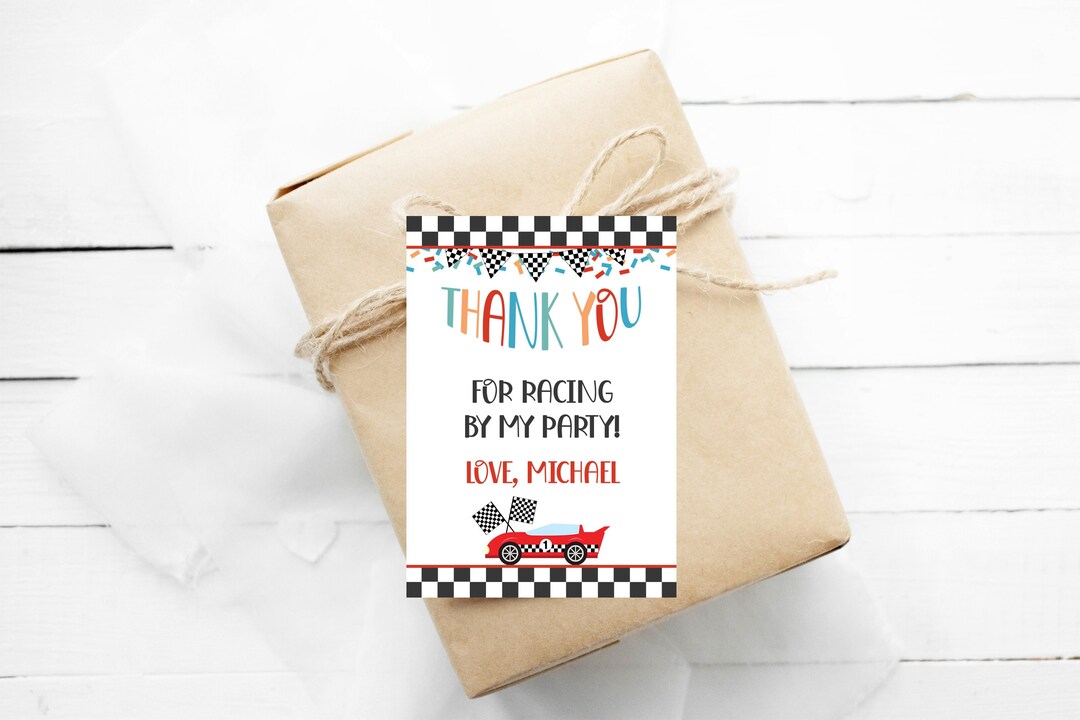 Editable Retro Race Car Favor Tag Template, Race Car Birthday Party ...