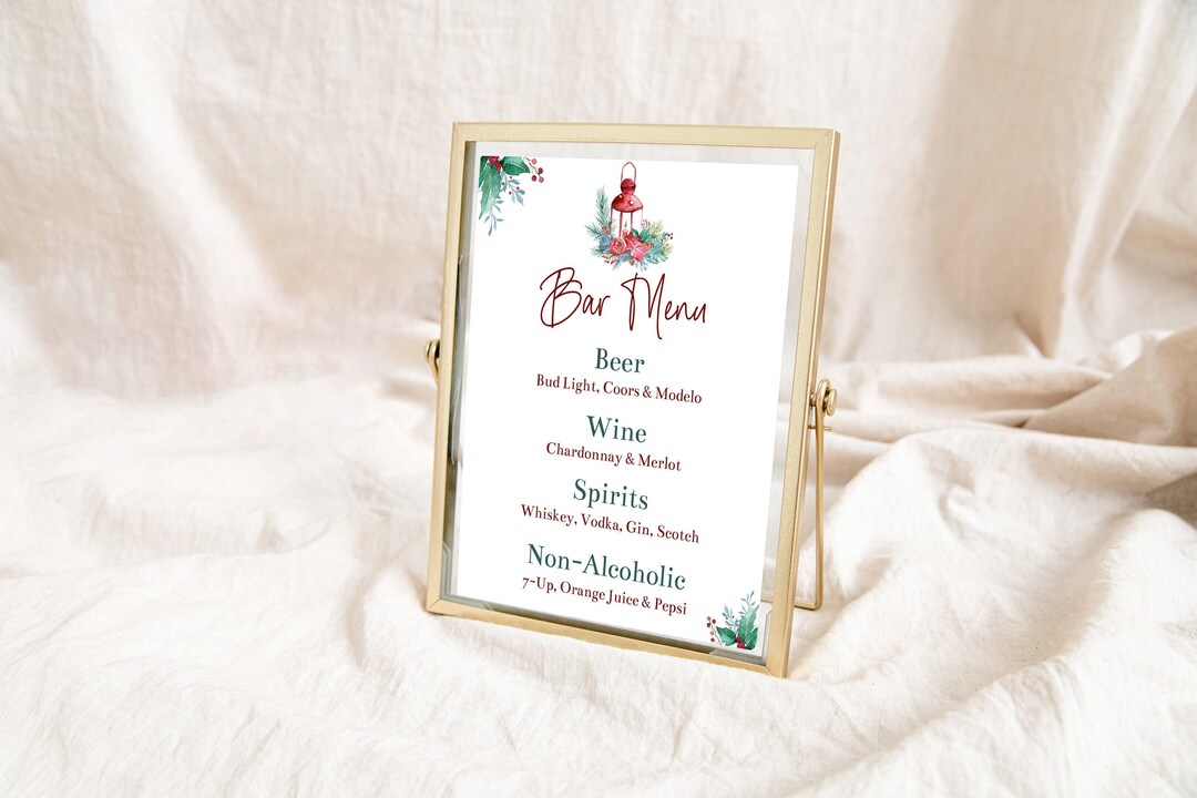 Editable Christmas Party Bar Menu Sign Template Christmas Party ...