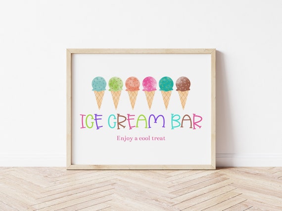 Ice Cream Bar Sign Ice Cream Party Decorations Ice Cream - Etsy