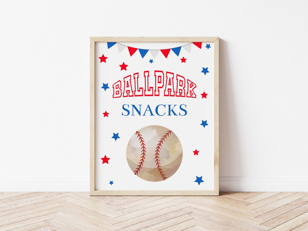 Printable Baseball Ballpark Snacks Table Sign, Baseball Party ...