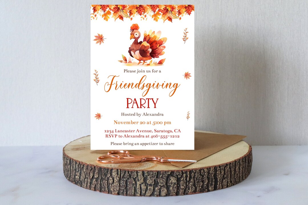 Editable Friendsgiving Dinner Party Invitation Template, Printable ...