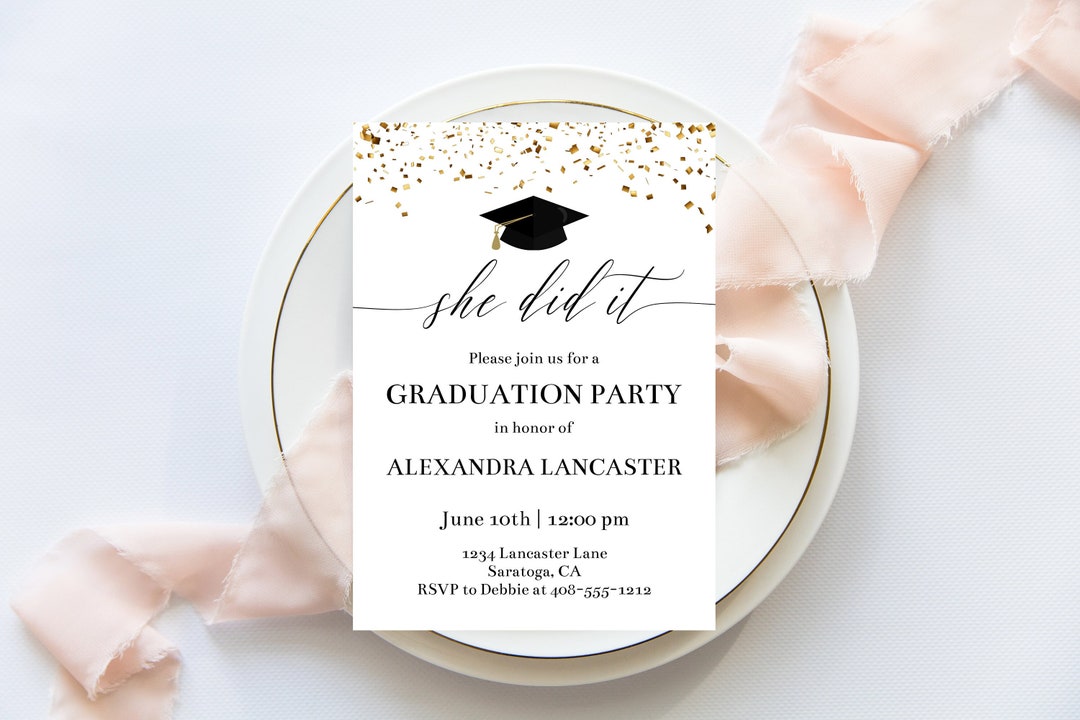 Editable She Did It Graduation Party Invitation Template Printable ...