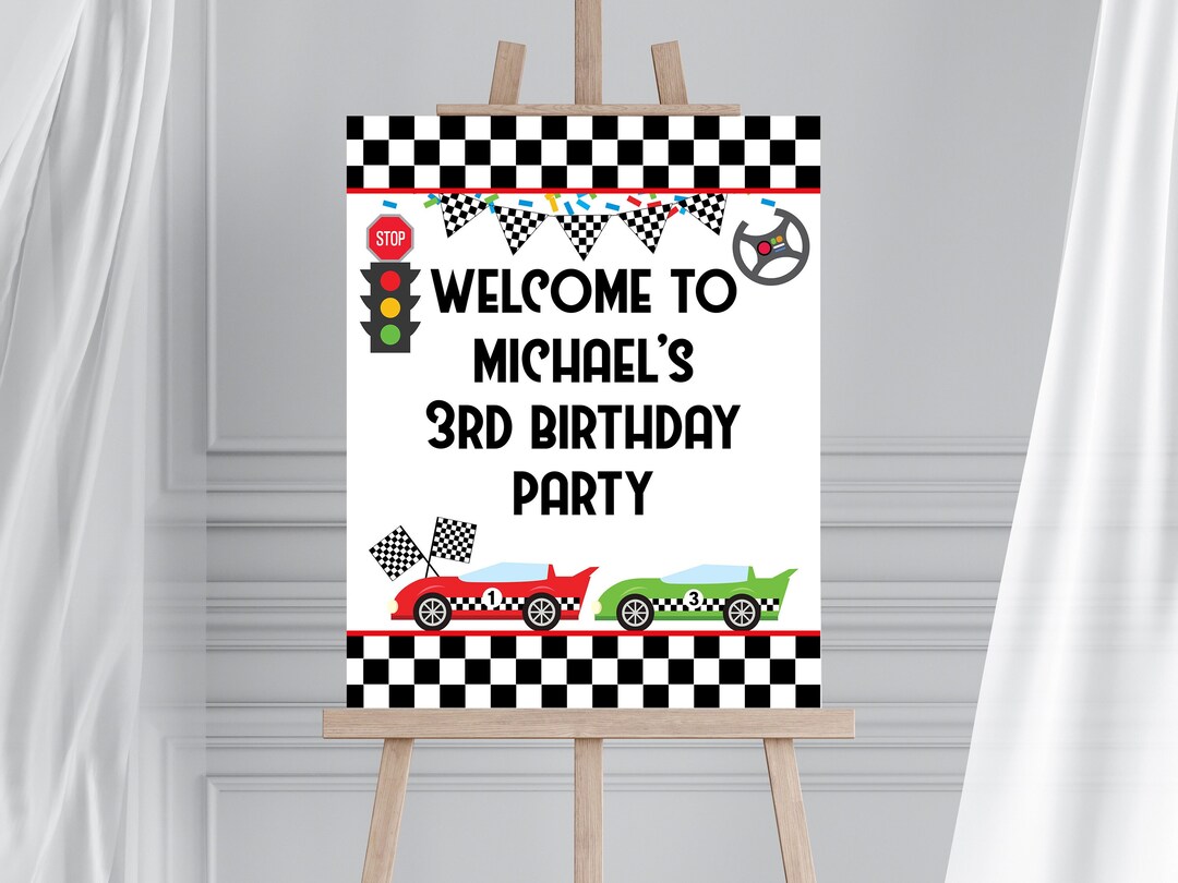 Editable Race Car Welcome Sign, Racing Party, Boy Birthday, Car Party ...