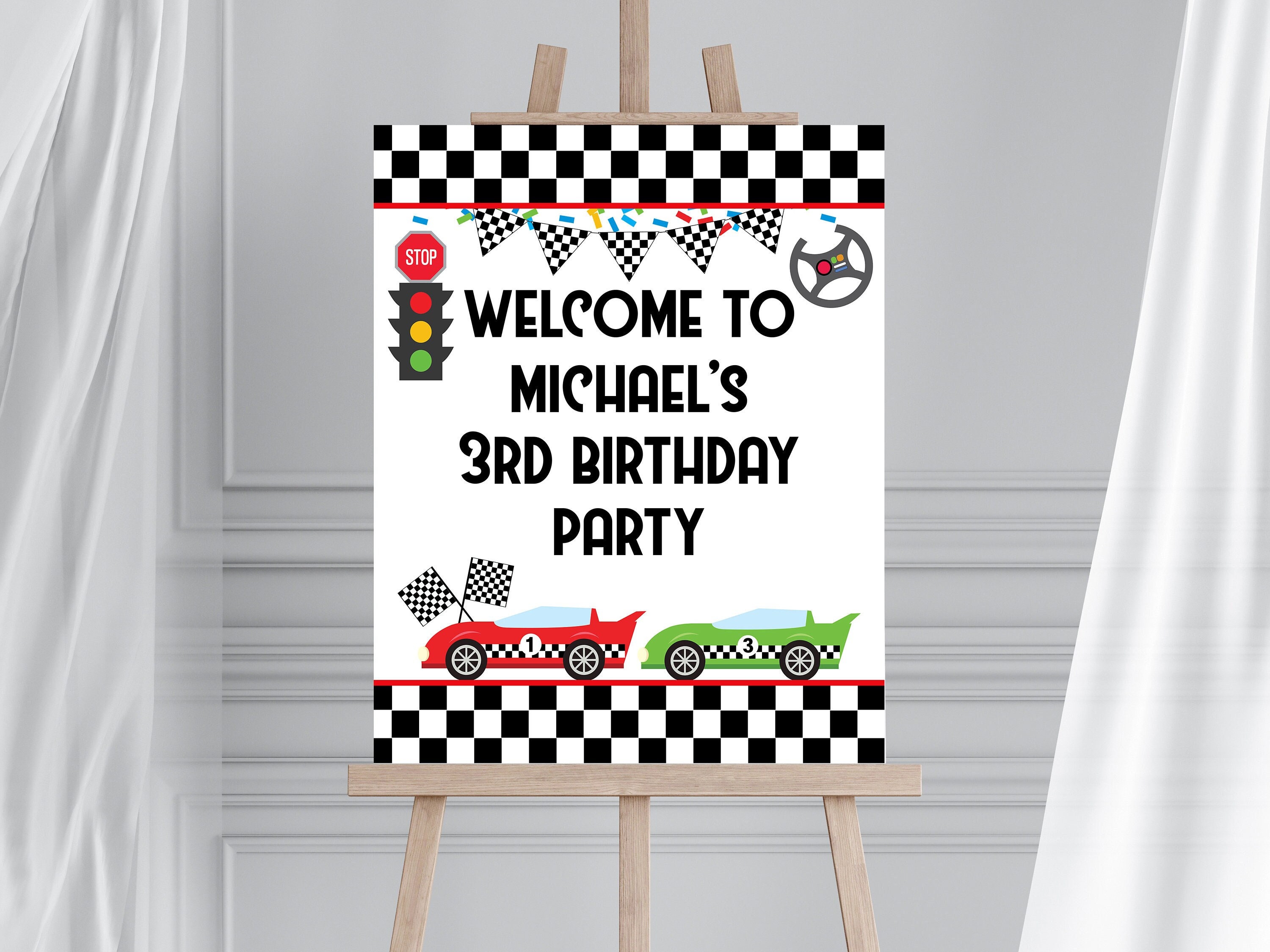 Editable Race Car Welcome Sign Racing Party Boy Birthday - Etsy