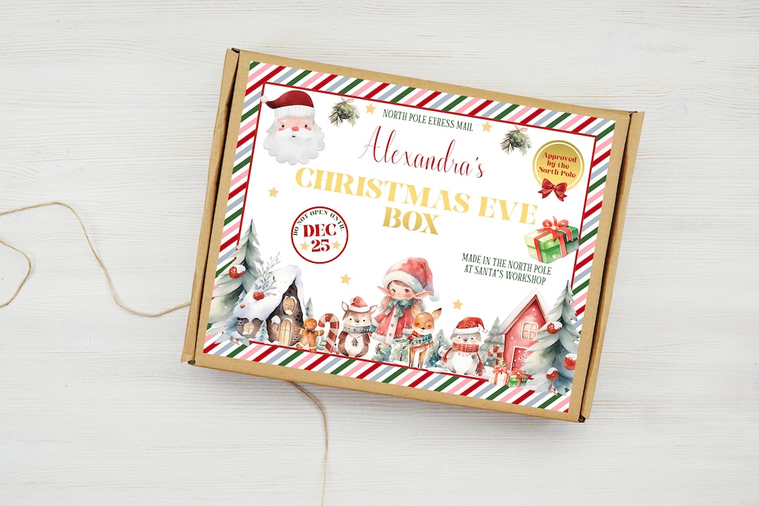 Editable Christmas Eve Box Label Template, Printable Christmas Eve Box ...