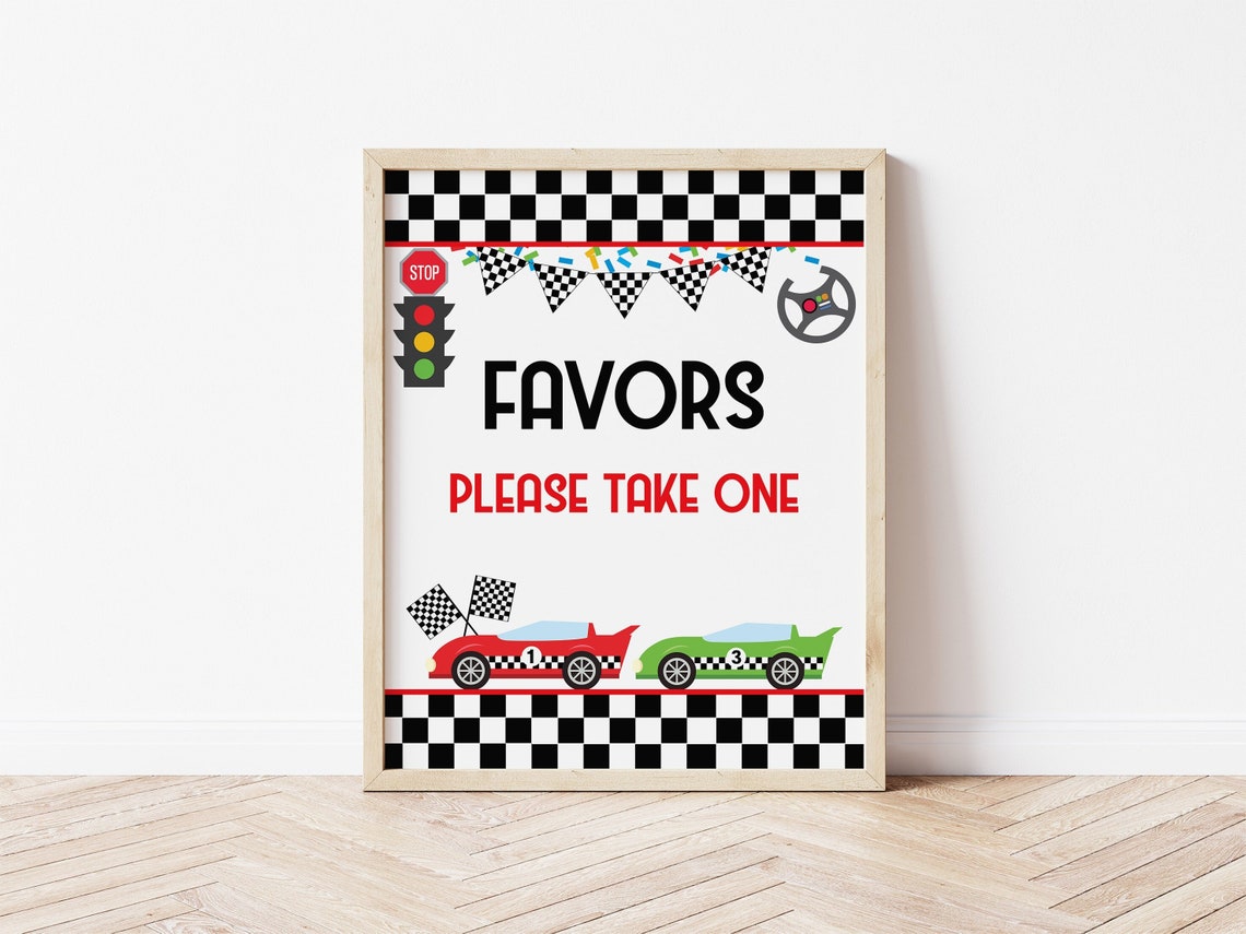 Favors Sign Race Car Birthday Racing Party Car Birthday - Etsy