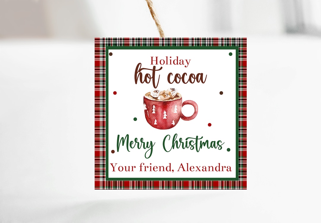 Editable Holiday Hot Cocoa Tag Template Printable Christmas - Etsy