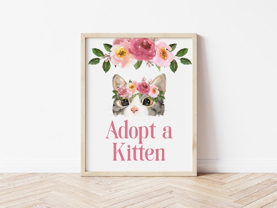 Adopt a Kitten Sign Cat Party Cat Birthday Kitten Party | Etsy